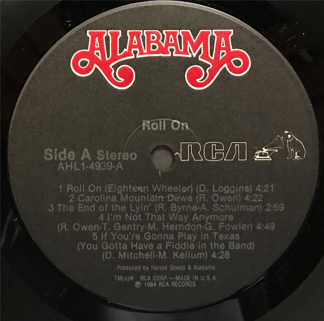 ALABAMA "Roll On" LP Original 1984 RCA AHL1-4939 NM / EX | eBay