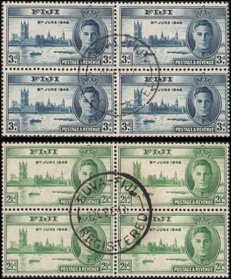 Fiji #137-138 Used blocks of 4, registered SON | eBay