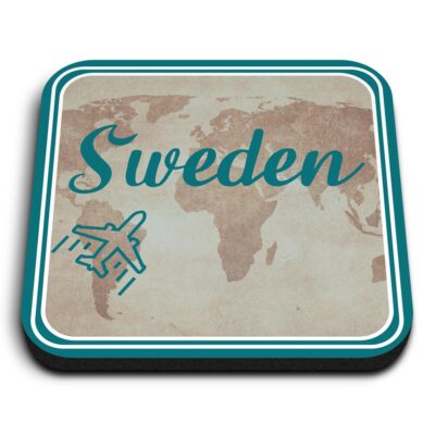 1x Square Fridge MDF Magnet Sweden World Travel Airplane #60142 | eBay UK
