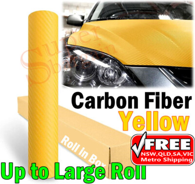 Yellow Carbon Fiber Fibre Car Vinyl Wrap Vinyl Sticker Decals Vinyl ...