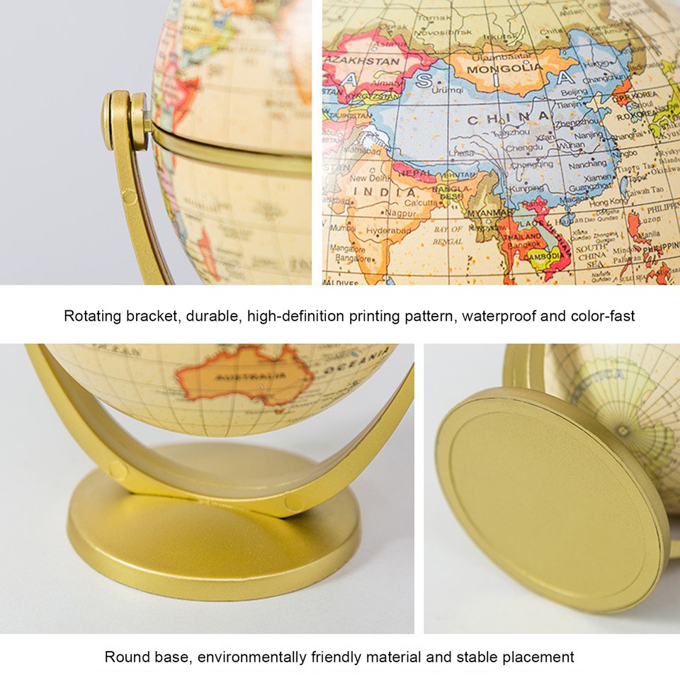 Mini World Map Globe Desktop Rotating Earth Geography Globe English ...