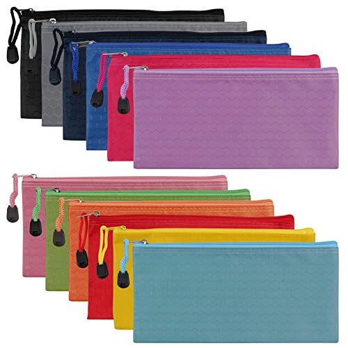 12 Colors Pencil Pouch Bulk, A6 Size Zipper Pencil Pouches, Waterproof ...