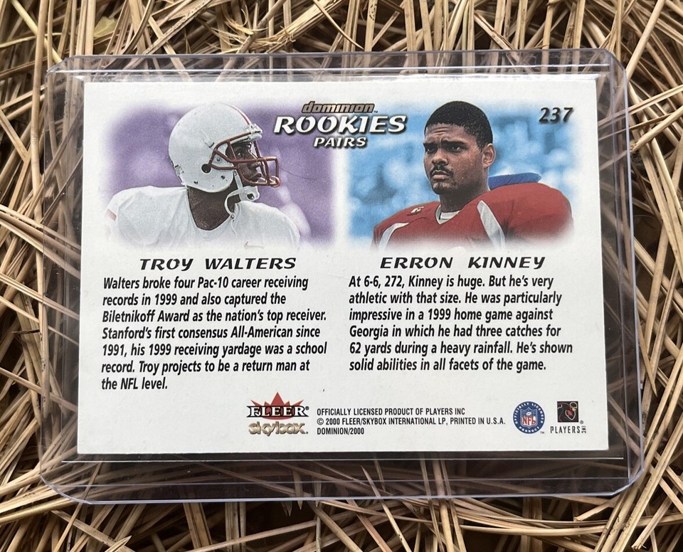 2000 Skybox Dominion Extra Troy Walters Erron Kinney #237 Rookie RC ...