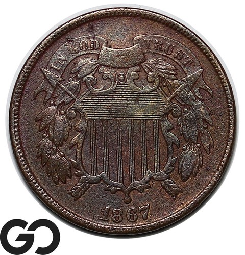 1867 Two Cent Piece, VF Details, Scarcer Date | eBay