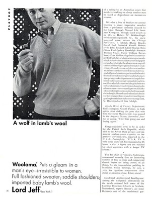PRINT AD, 1964 Lord Jeff New York A Wolf In Lamb's Wool 60's Woolama ...