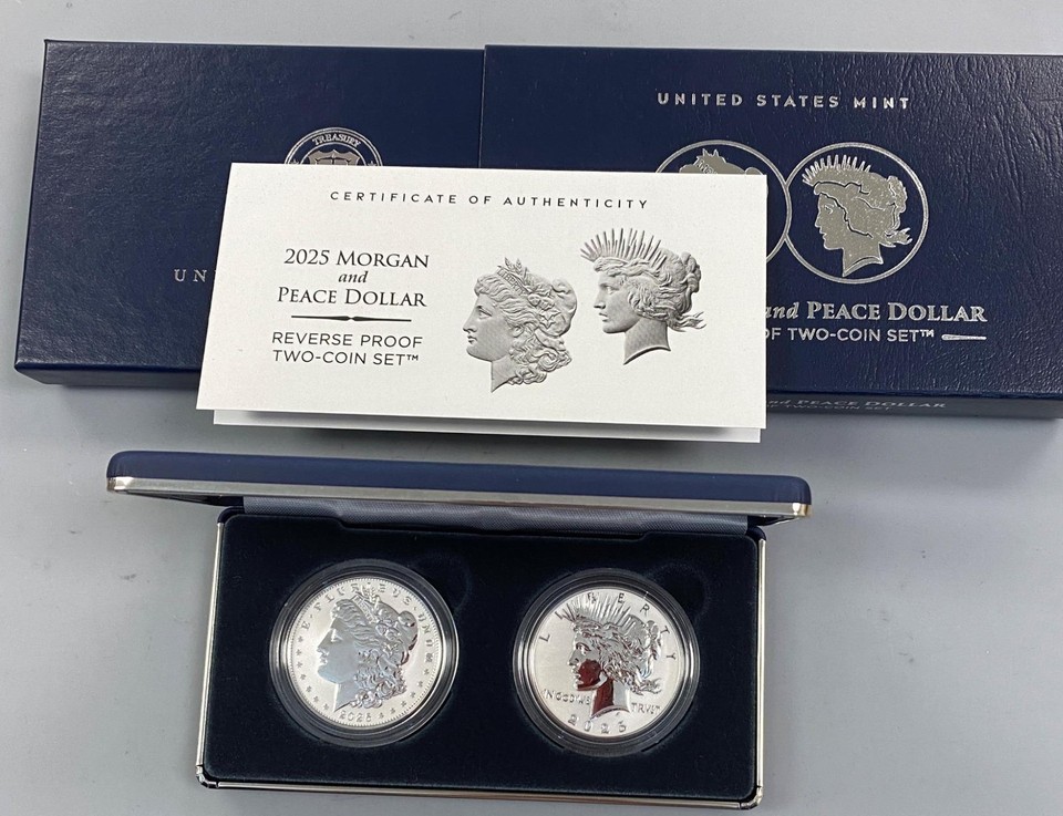 2025 S US Mint Morgan + Peace $1 $1 Reverse Pf 2 coin set w/ogp .86ozt ...