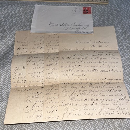 Antique 1897 Newark Indiana Letter Mentions IU & DePaul University ...