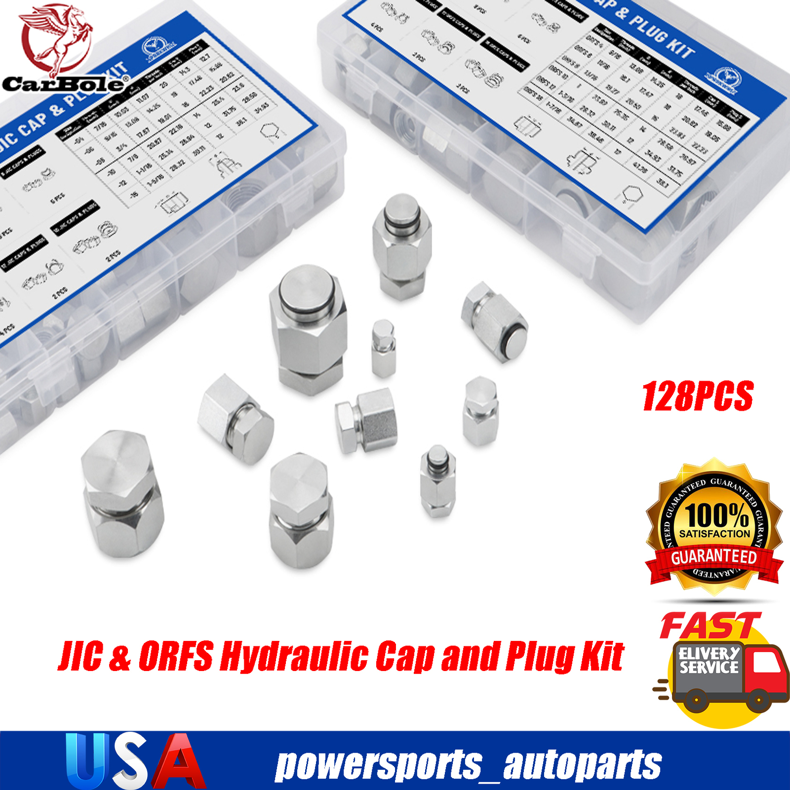 JIC and ORFS Hydraulic Cap and Plug Hose Tube and Pipe Cap and Plug Kit ...
