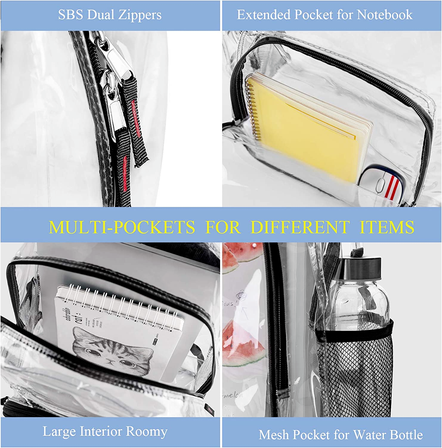 Transparent Mochilas Student Bagpack Clear Backpack Kids Rucksack See ...