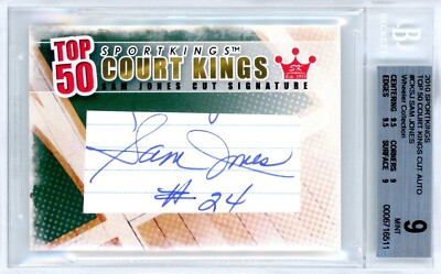 2010 SPORTKINGS TOP 50 COURT KINGS CUT SIG - 1/1 #CKSJ SAM JONES BGS 9 ...