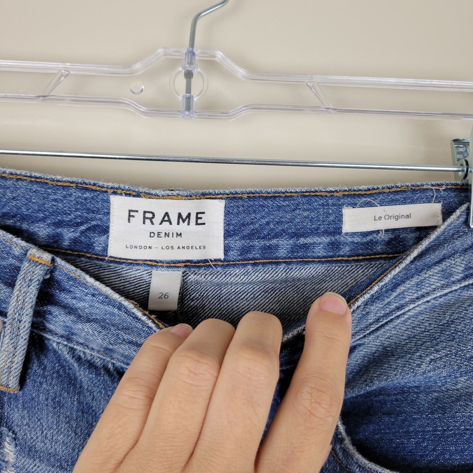 Frame Denim 26 Le Original Blue High Waisted Button-fly Tapered Leg ...