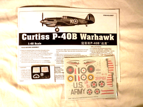 1:48 Trumpeter USAAC Curtiss P 40B Warhawk Tomahawk IIA w/ PE Parts ...