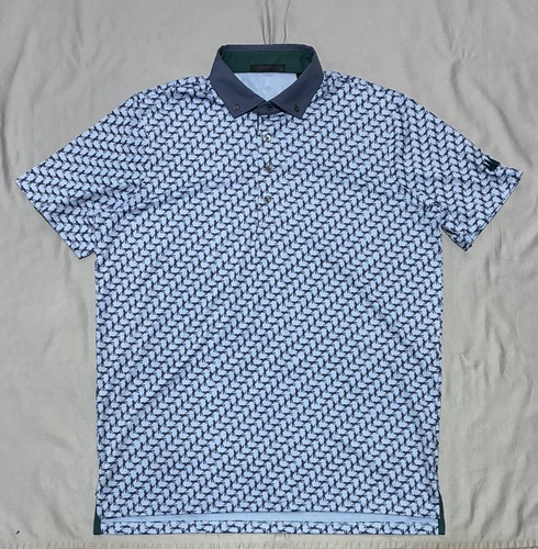 Greyson Shirt Mens Large Blue Golf Polo Wolf Print Performance Stretch ...