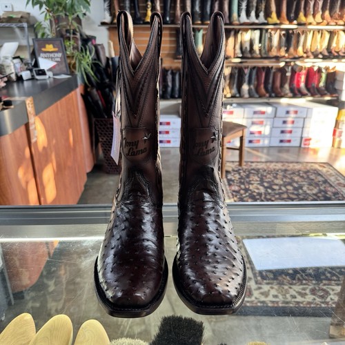 Tony Lama Men's Boots - Chocolate Full Quill Ostrich Cutter Toe - Size ...