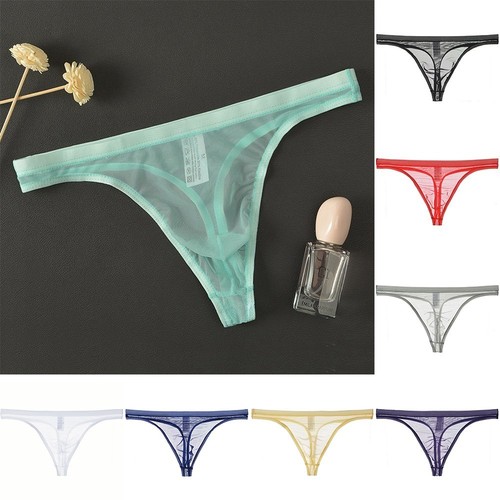 Mens underwear Shorts G-string Mesh Perspective See through Underpants ...