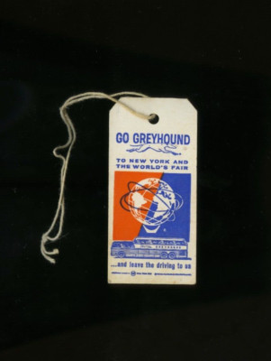 1963 Greyhound Bus Luggage Tag - - New York World's Fair - Relax on a ...