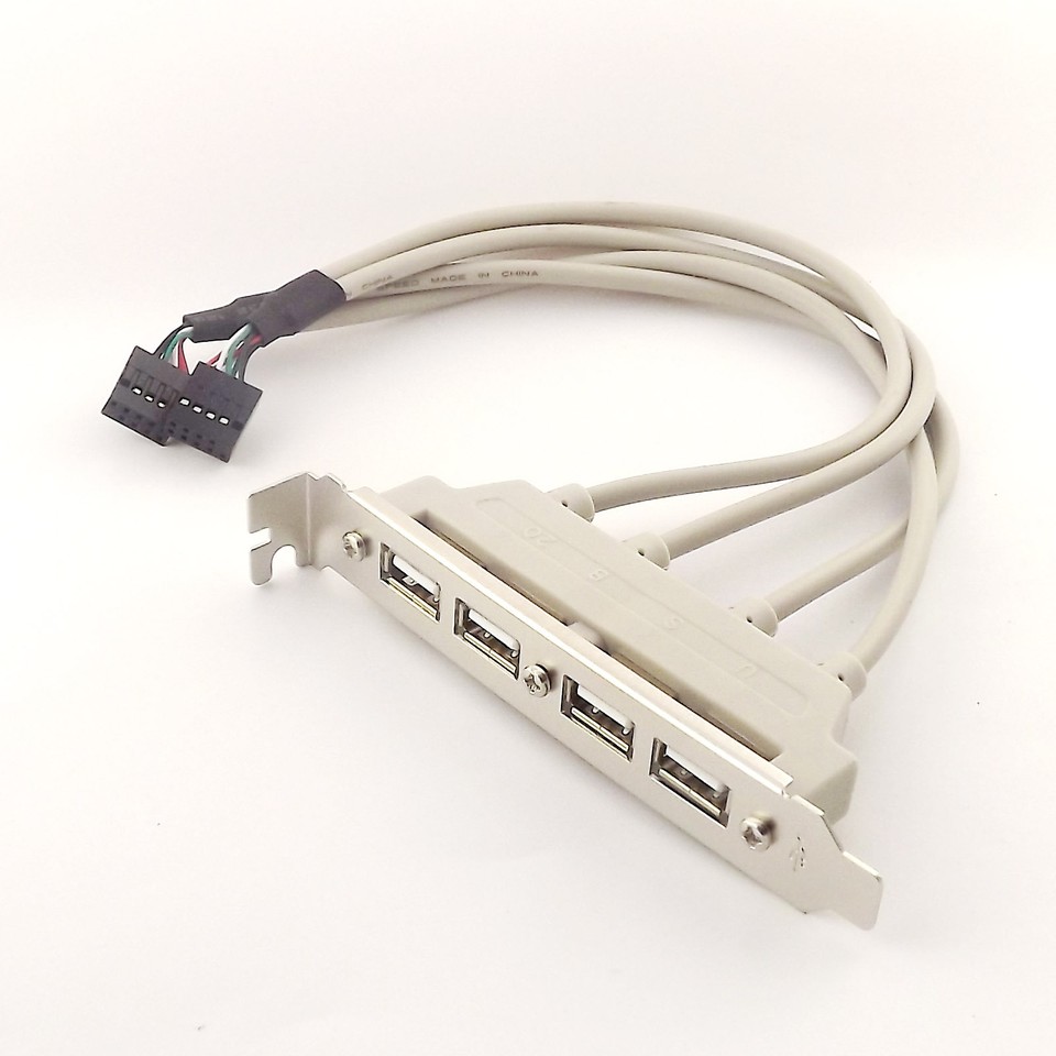 5pcs Dual Mainboard 9 Pin Header to 4 Ports USB 2.0 Female Cable PCI ...