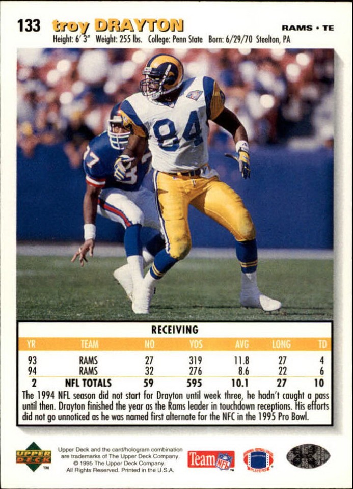 1995 Collector's Choice Football Card #133 Troy Drayton | eBay