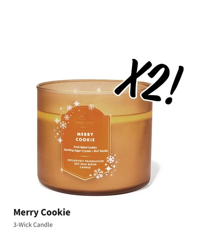 2 - Bath & Body Works MERRY COOKIE 3 Wick Scented Candle 14.5OZ ...