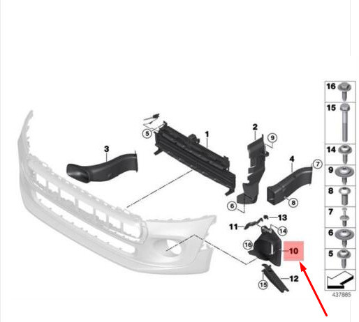 OEM MINI COOPER JCW F56 LEFT RADIATOR AIR DUCT 51747361919 7361919 ...