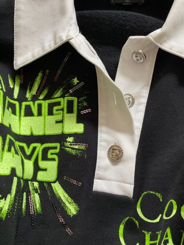 CHANEL 2021 LOGO POLO TOP BLOUSE EMBELLISHED m | eBay