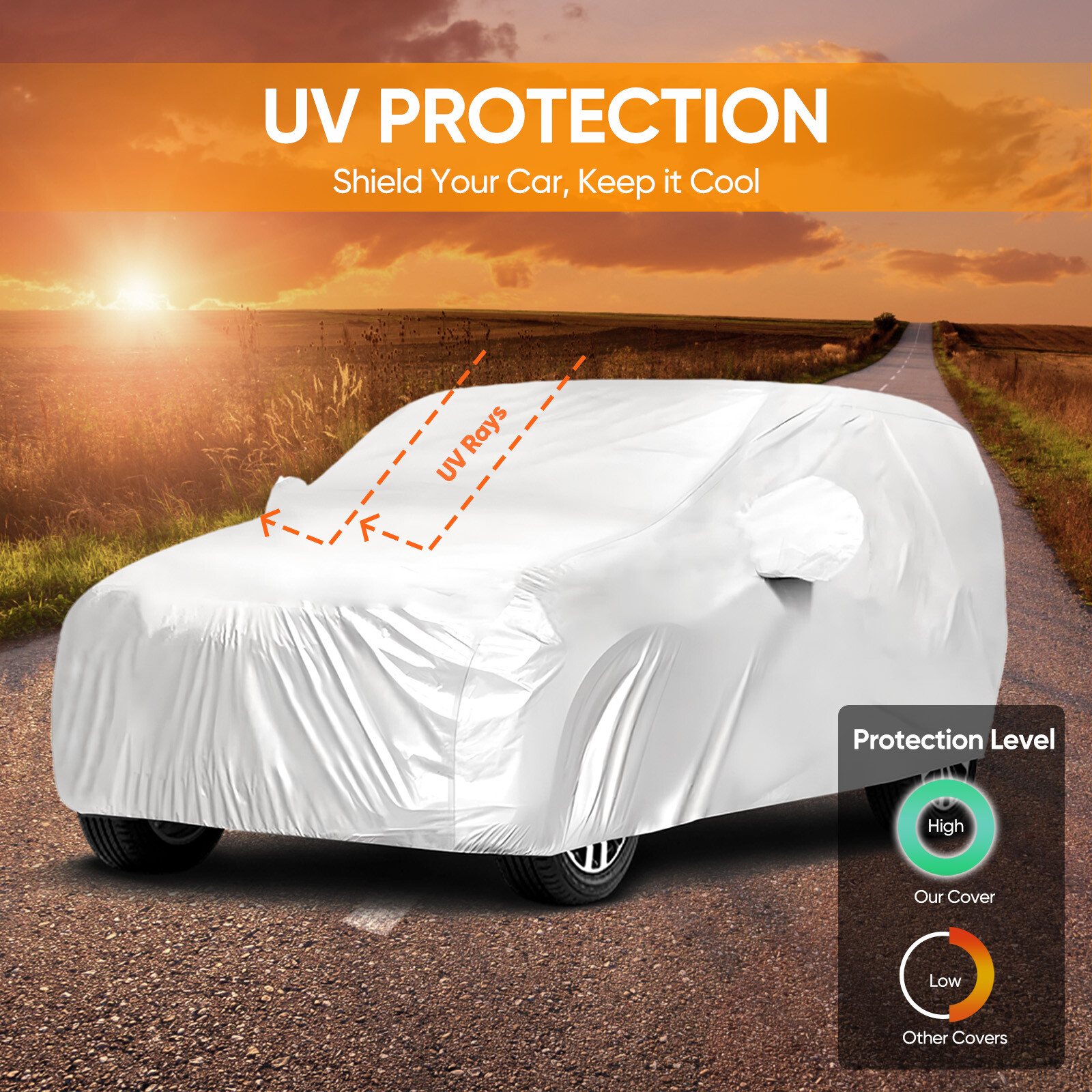 4.8M Full Car Cover In/Outdoor Dust UV Sun Snow Protection Silver Fit ...