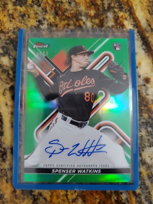 2022 Topps Finest Spencer Watkins Auto Green Refractor Baltimore ...