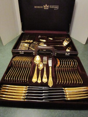 Bestecke Solingen 23/24 Karat Gold Flatware Service for 12 w/Case W ...