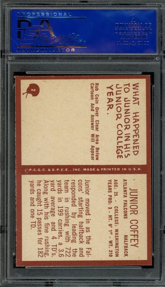 1967 PHILADELPHIA #2 JUNIOR COFFEY PSA 10 FALCONS RC [S905] | eBay