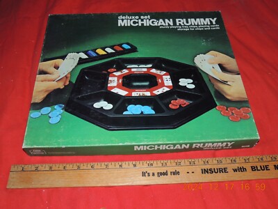 VINTAGE MICHIGAN RUMMY DELUXE SET PLASTIC GAME BOARD #2467 CARD GAME ...
