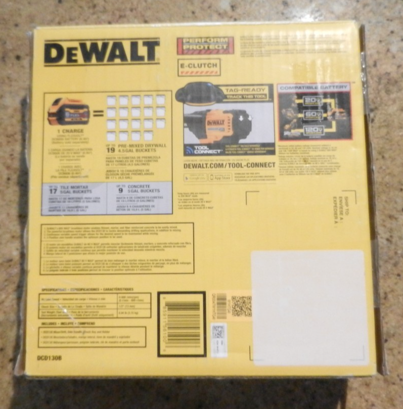 DEWALT DCD130B 60V Max Mixer Drill with E-Clutch System for sale online ...