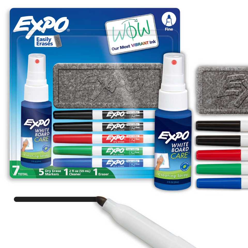 Dry Erase Markers Kit, Includes Eraser, Spray Cleaner, 7 Count ...
