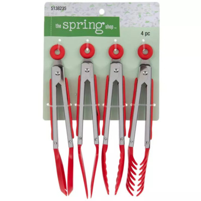 4 pack 7" mini kitchen tongs tong kitchen utensil kitchen ware red | eBay