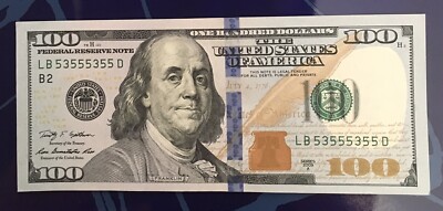 ** L@@K ** UNC FRN US $100 Dollar Bill 2009A Binary Serial Number LB ...