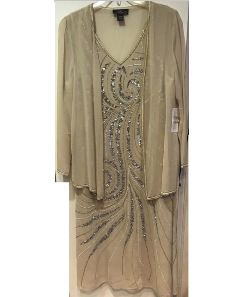 Mother of Bride Groom Women's Wedding beige Jacket dress formal plus M ...