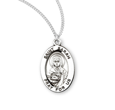 Saint St Sarah Sterling Silver 7/8" Oval Medal w 18" Chain - S948318 | eBay