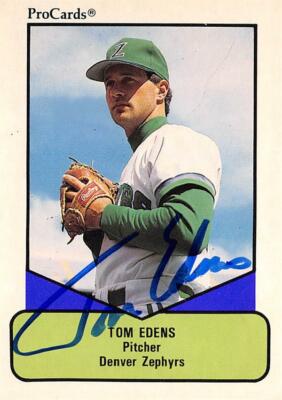 Tom Edens autographed baseball card 1990 ProCards Minor League Rookie ...