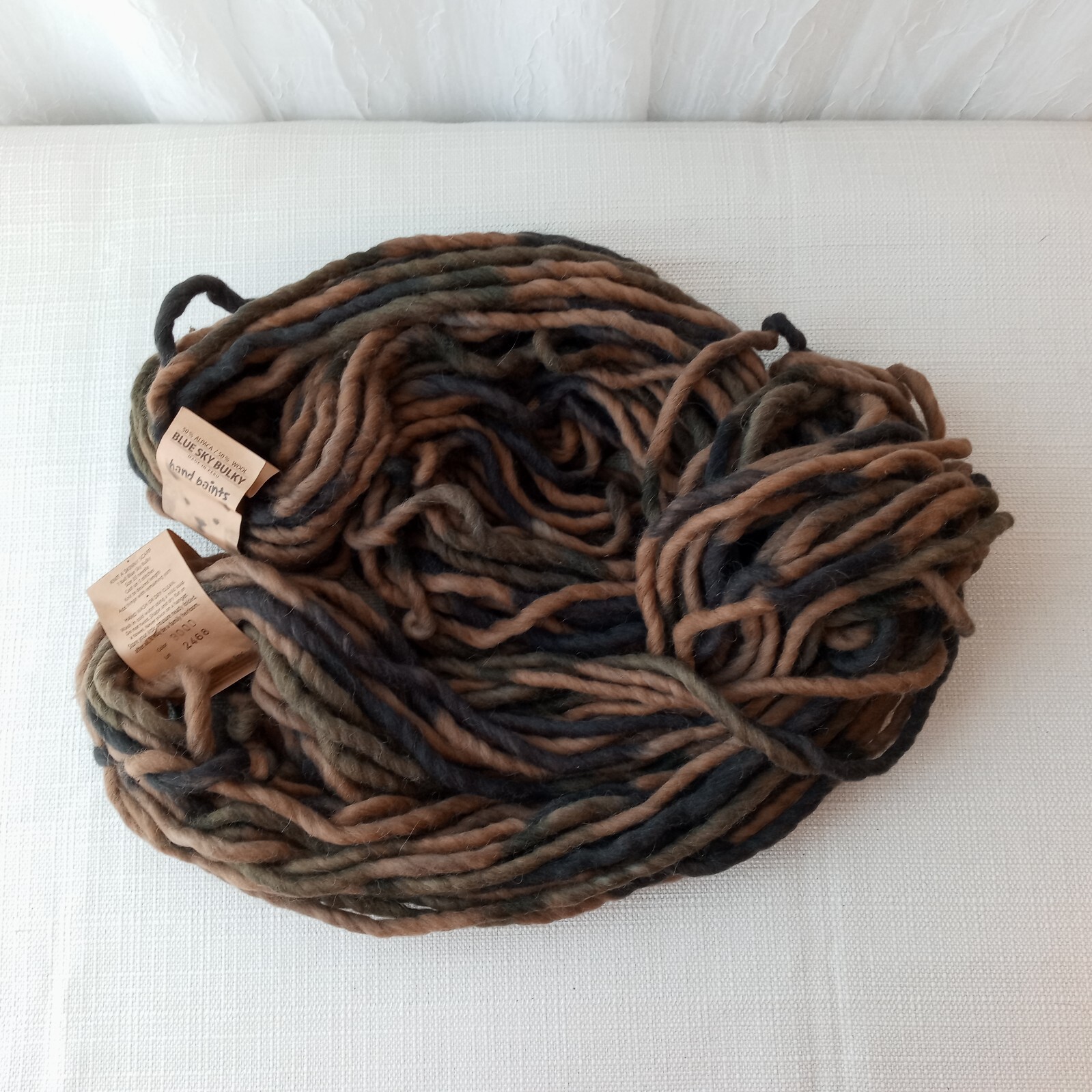 Lot of 2 NEW BLUE SKY BULKY Camo Brown PERU ALPACA WOOL yarn Hand ...