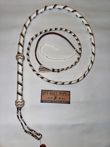 Bull Whip - White w Tan & Brown V Trim Pattern Paracord Nylon on ...