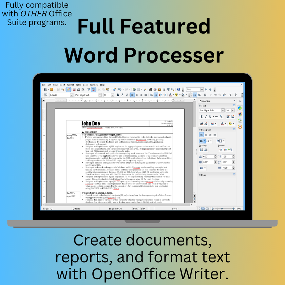 Open Office Software Suite for Windows USB Word Processing Home Student Business | eBay