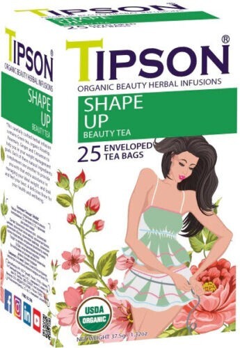 Tipson Pure Ceylon Organic Herbal Beauty Infusions Shape Up 25 Enveloped Tea Bag | eBay