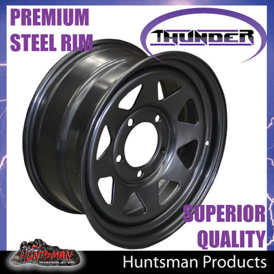 17x8 5 Stud Black Steel Thunder Wheel Rim 5/150 +30 For Landcruiser 100 ...