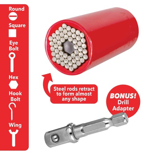 Red Dog Socket AS-SEEN-ON-TV w/ Bonus Drill Adapter Use with Most ...