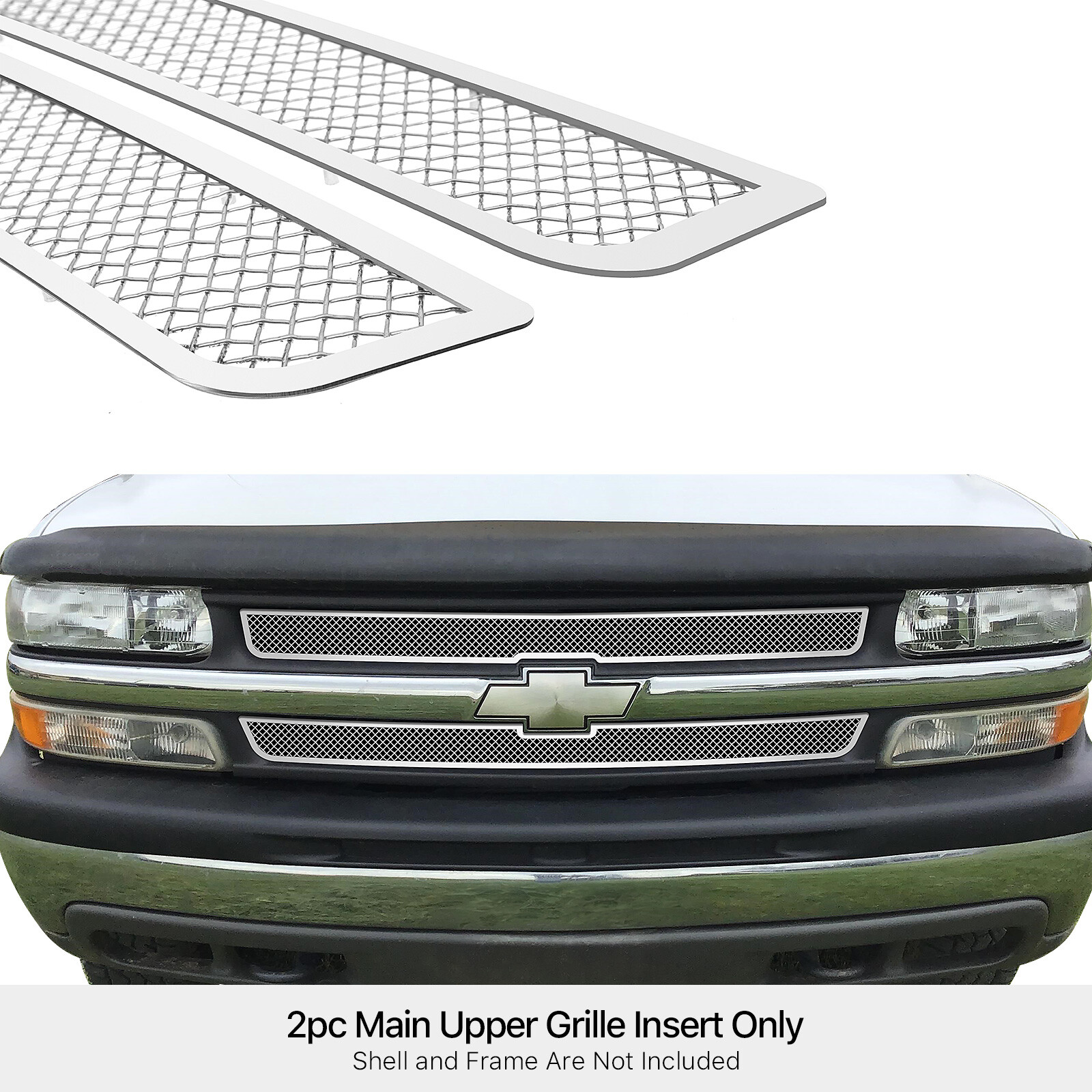 Fits 2000-2006 Chevy Suburban/Tahoe Upper Stainless Chrome Mesh Grille ...