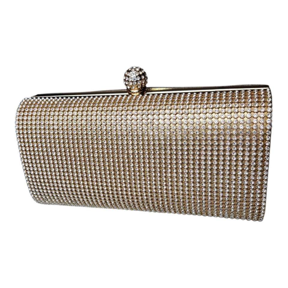 Blingy Gold Diamond Crystal Stone Evening bag Clutch Purse Party Prom ...