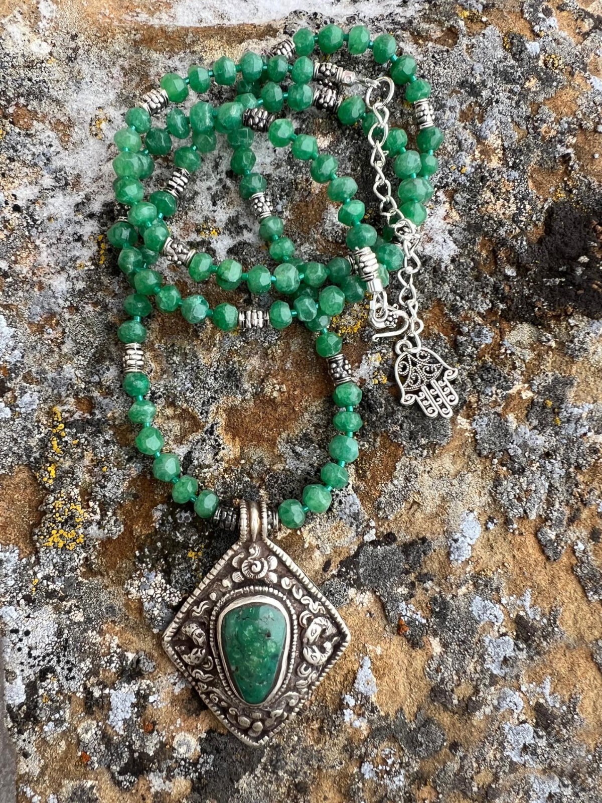 Colombian Emerald Silver Necklace Vintage Natural Green Gemstone ...