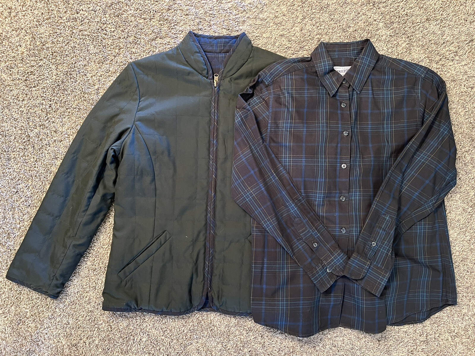 Pendleton Reversible Jacket w/ Matching Green Blue Pl… - Gem