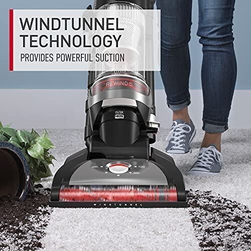 Hoover WindTunnel Whole House Rewind Corded Bagless Upright Vacuum(ONE ...