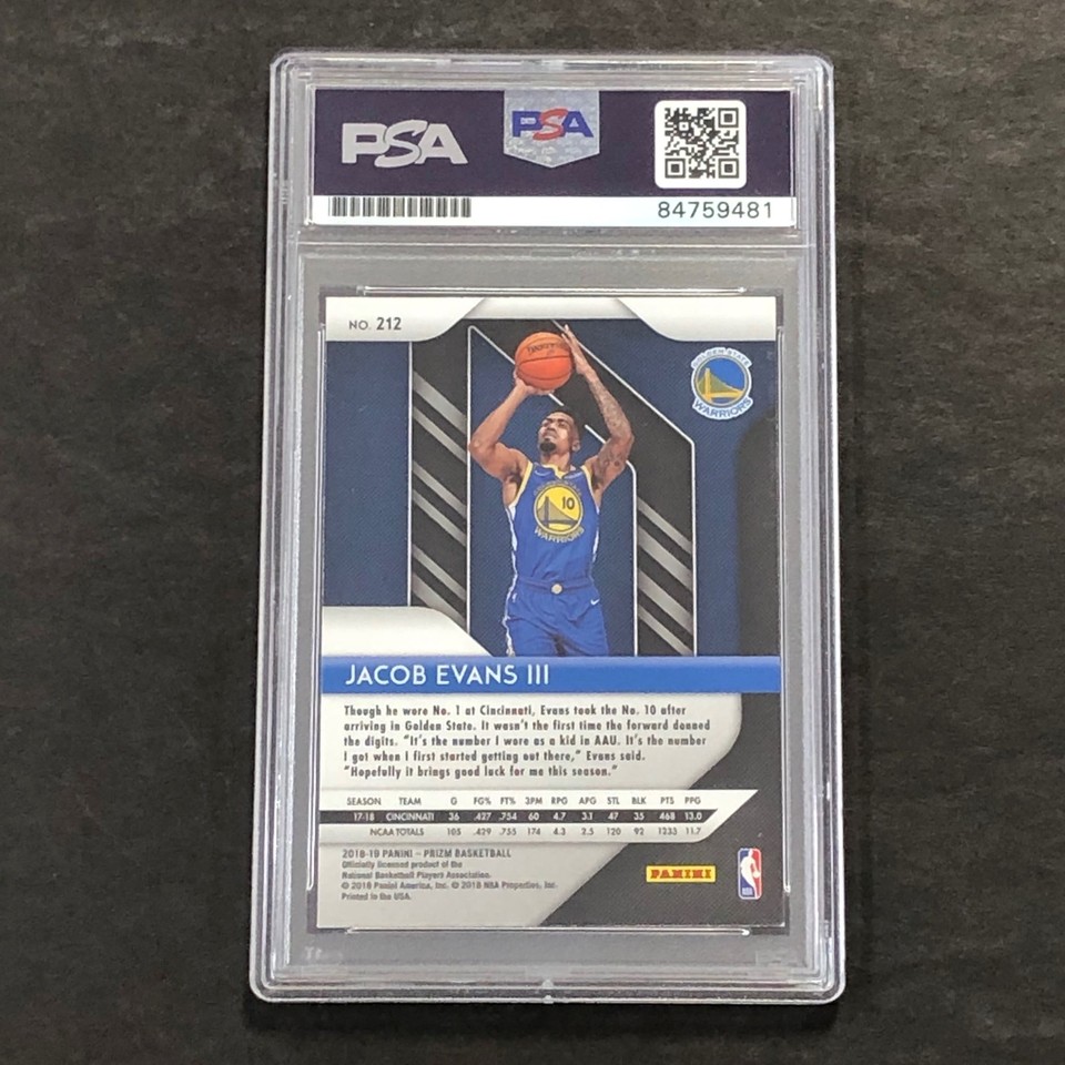 2018-19 Panini Prizm #212 Jacob Evans Signed Rookie Card AUTO PSA ...