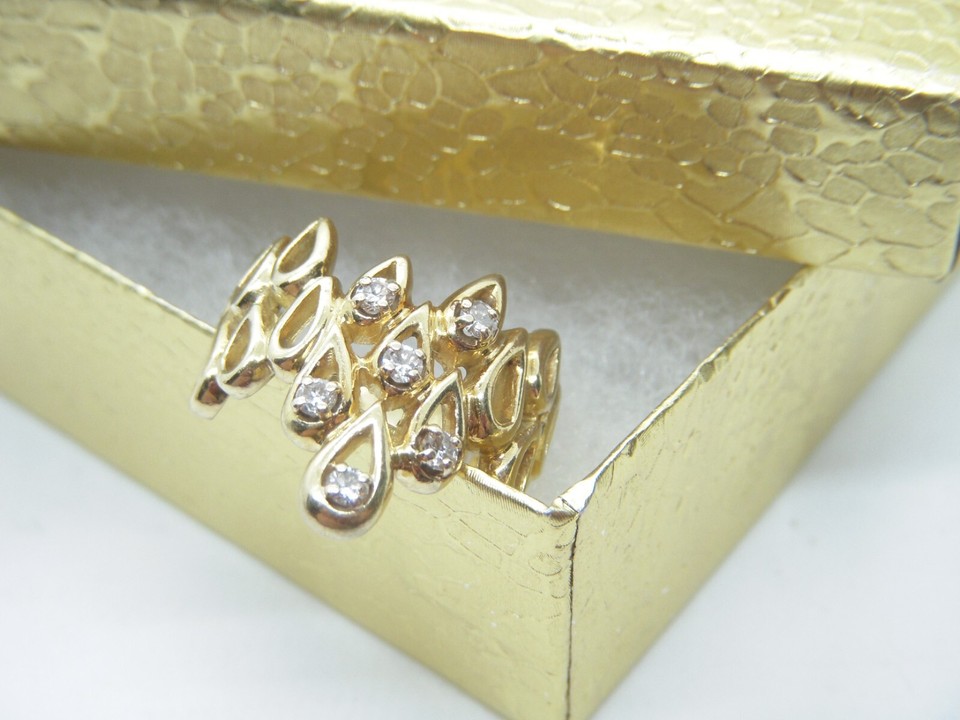 18k Solid Gold Multi Diamond Custom Made Dinner Ring Size 8 SAVE 2,200 ...